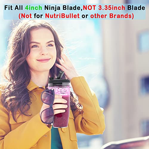 Blender Replacement Parts 24oz Blender Cup with Sip Seal Lid and Cleaning Brush Compatible with Ninja Blender Auto iQ Blade BL480 BL482 BL450 BL454 NN102 BL682 BL450 SS351 SS401BN751 BN801