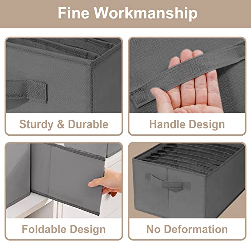 Wanglaism 2 Pcs Wardrobe Clothes Organiser, Foldable Drawer Dividers 7 Grids Wardrobe Storage Organiser for Clothes, T-shirt, Legging, Skirts, Jeans