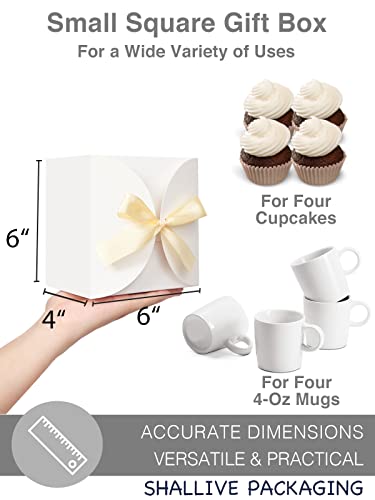 Shallive 6x6x4 Inch 24 Pcs White Boxes Small Gift Boxes with Lids and Ribbons Paper Bridesmaid Proposal Boxes Truffle Craft Cookie Boxes Candle Packaging Empty Box for Wedding Bridal Shower Christmas Holiday Birthday Gift Wrapping