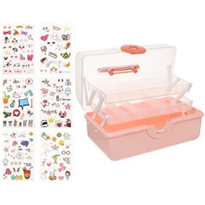 LUOZZY Plastic Storage Box Children Hair Accessories Organizer Container Box Multi-Tier Hairpin Hair Tie Storage Container Pink