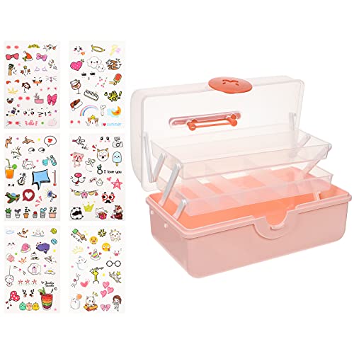 LUOZZY Plastic Storage Box Children Hair Accessories Organizer Container Box Multi-Tier Hairpin Hair Tie Storage Container Pink