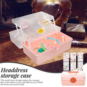 LUOZZY Plastic Storage Box Children Hair Accessories Organizer Container Box Multi-Tier Hairpin Hair Tie Storage Container Pink