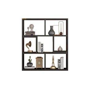 MIN WIN 7 Cube Storage Organizer,3 Tier Wood Bookshelf Free Combination Cubby Bookcase Open Standing Book Shelf Cabinet Display Cube Shelves TV Console Stand for Study Living Room,Black