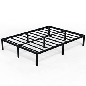 EMODA Queen Bed Frame No Box Spring Needed 14 Inch Heavy Duty Metal Platform BedFrame Queen Size with Steel Slats, Easy Assembly, Black