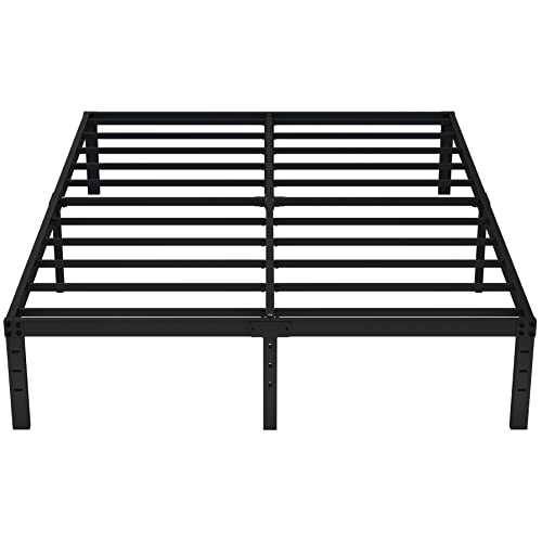 EMODA Queen Bed Frame No Box Spring Needed 14 Inch Heavy Duty Metal Platform BedFrame Queen Size with Steel Slats, Easy Assembly, Black