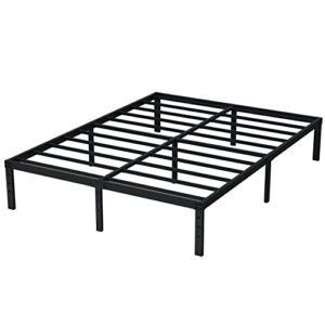 EMODA Queen Bed Frame No Box Spring Needed 14 Inch Heavy Duty Metal Platform BedFrame Queen Size with Steel Slats, Easy Assembly, Black