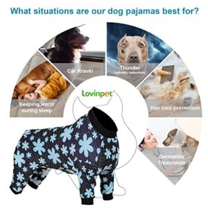 LovinPet Big Dog Onesies - Pet Anxiety Relief Shirt, Sun Protection Dog Onesie, Comfy Stretchy Fabric, Sage Print, Big Dog Surgery Recovery PJ's, Girl or Boy Dog Party Apparel,Black L