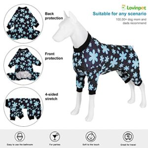 LovinPet Big Dog Onesies - Pet Anxiety Relief Shirt, Sun Protection Dog Onesie, Comfy Stretchy Fabric, Sage Print, Big Dog Surgery Recovery PJ's, Girl or Boy Dog Party Apparel,Black L