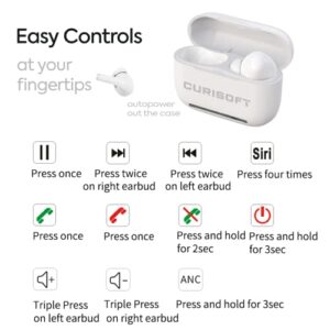 Curisoft True Wireless Earbuds - in-Ear Wireless Headphones, with Microphone, Touch Control