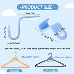 300 Pcs Clothes Hanger Connector Hooks Hanger Extender Clips Heavy Duty Cascading Hangers Plastic Hanger Hooks Space Saver for Closet Space Saving Connection Hooks Coat Outfit Organizer (Fresh Colors)