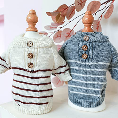 Dog Clothes for Small Dogs,Kawaii Dog Sweaters with Stripe Printed Patterns and Sleeveless Design for Small Dogs Girl and Boy,Puppy Clothes Soft Warm for Winter,Autumn Beige M