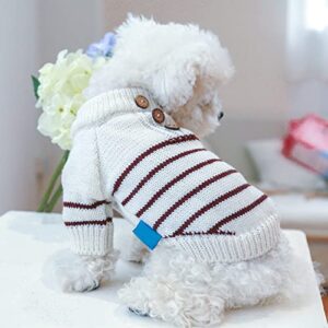 Dog Clothes for Small Dogs,Kawaii Dog Sweaters with Stripe Printed Patterns and Sleeveless Design for Small Dogs Girl and Boy,Puppy Clothes Soft Warm for Winter,Autumn Beige M