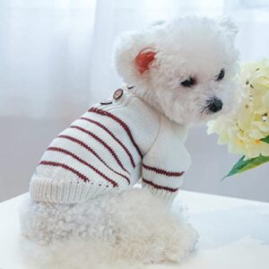 Dog Clothes for Small Dogs,Kawaii Dog Sweaters with Stripe Printed Patterns and Sleeveless Design for Small Dogs Girl and Boy,Puppy Clothes Soft Warm for Winter,Autumn Beige M