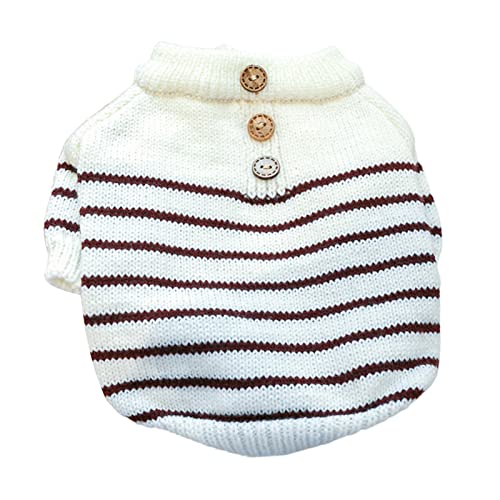 Dog Clothes for Small Dogs,Kawaii Dog Sweaters with Stripe Printed Patterns and Sleeveless Design for Small Dogs Girl and Boy,Puppy Clothes Soft Warm for Winter,Autumn Beige M