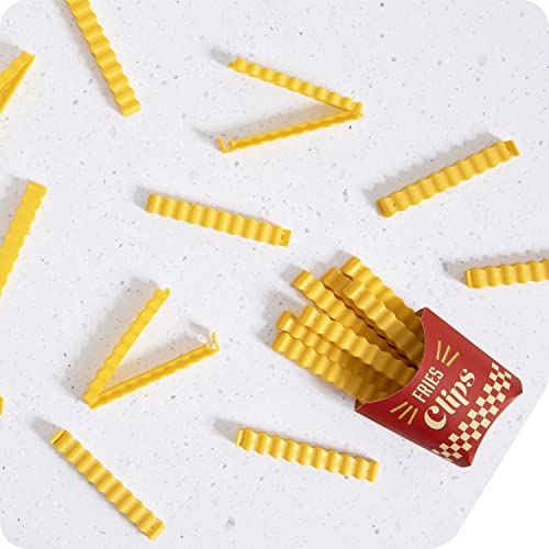 Fries Clips: 12 Cute French-Fries-Shaped Bag Clips to Seal Opened Food Packages | Fun Bag Clips for Food in a Magnetic Box to Always Be at Hand | Cute Kitchen Accessories by Peleg Design