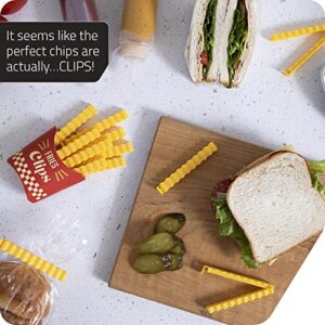 Fries Clips: 12 Cute French-Fries-Shaped Bag Clips to Seal Opened Food Packages | Fun Bag Clips for Food in a Magnetic Box to Always Be at Hand | Cute Kitchen Accessories by Peleg Design