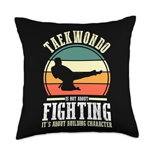 taekwondo kicking taekwondo fighter gifts fighting martial arts taekwondo throw pillow, 18x18, multicolor