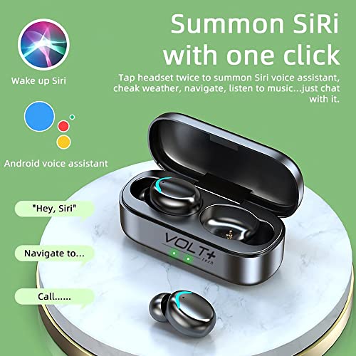 Volt Plus TECH Slim Travel Wireless V5.1 Earbuds Compatible with Your Asus TUF Gaming VG249Q1A Updated Micro Thin Case with Quad Mic 8D Bass IPX7 Waterproof/Sweatproof (Black)