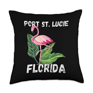 retro port st. lucie florida apparel designs retro port st. lucie florida apparel throw pillow, 18x18, multicolor