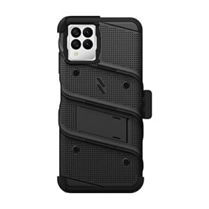 ZIZO Bolt Bundle for T-Mobile REVVL 6 Pro 5G Case with Screen Protector Kickstand Holster Lanyard - Black