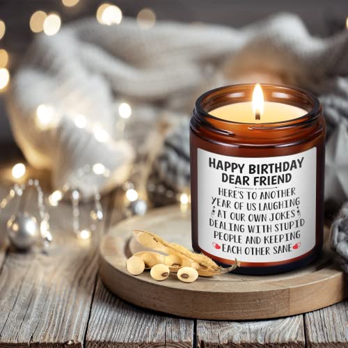 Happy Birthday Candles Gifts for Women, Friendship Candles for Women, Funny Unique Birthday Gifts for Best Friends Coworkers Classmates Bestie Sister, Best Lavender Scented Candle Home Decor Presents