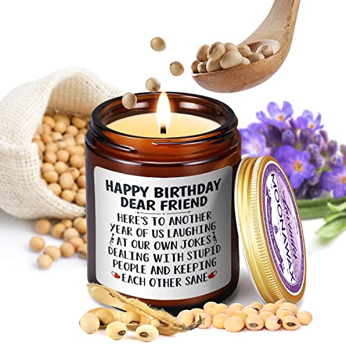 Happy Birthday Candles Gifts for Women, Friendship Candles for Women, Funny Unique Birthday Gifts for Best Friends Coworkers Classmates Bestie Sister, Best Lavender Scented Candle Home Decor Presents