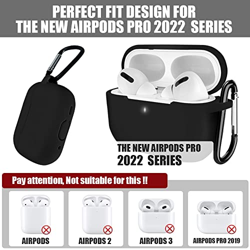 Ceecotes for Airpods Pro 2nd Generation Case Cover 2022, Compatible with Airpods Pro 2 Case generation Soft Silicone Skin Cover, Shock-Absorbing Protective Case with Keychain for Airpods Pro 2 (Black)