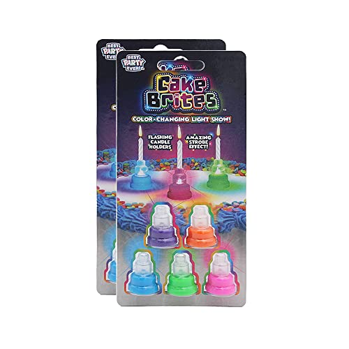 BEST PARTY EVER! Cake Brites Flashing Candle Holders, Color-Changing Birthday Cake Lights for Candles, Turn Any Cake into a Dazzling Light Show, 2-Pack (10 Cake Brites Total)