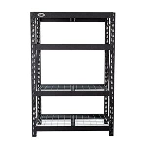 Cat 72 x 48 Inch Industrial Heavy Duty 4 Tier Adjustable Steel Wire Shelving Unit with Hammer Granite Finish and 8000 Pound Weight Limit, Black