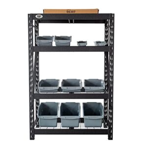 Cat 72 x 48 Inch Industrial Heavy Duty 4 Tier Adjustable Steel Wire Shelving Unit with Hammer Granite Finish and 8000 Pound Weight Limit, Black