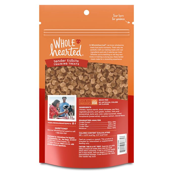 WholeHearted Grain-Free Tender Tidbits Chicken Recipe Dog Training Treats, 16 oz.