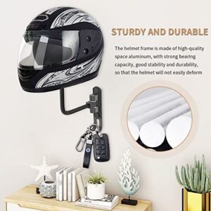 Motorcycle Helmet Rack, Helmet Holder Wall Mount 180° Rotation Hanger with 2 Hook for Coats, Caps, Motorcycle Accessories (Black, 2 PCS)