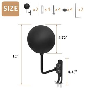 Motorcycle Helmet Rack, Helmet Holder Wall Mount 180° Rotation Hanger with 2 Hook for Coats, Caps, Motorcycle Accessories (Black, 2 PCS)