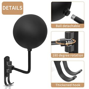 Motorcycle Helmet Rack, Helmet Holder Wall Mount 180° Rotation Hanger with 2 Hook for Coats, Caps, Motorcycle Accessories (Black, 2 PCS)