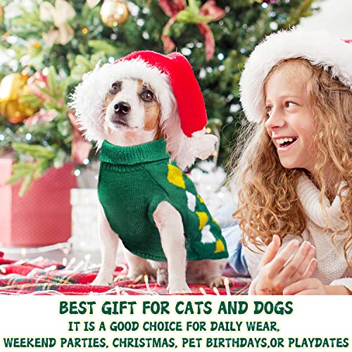 Dog Sweater Knitwear Dog Warm Winter Clothing for Medium Dogs Cats Puppy Classic Green Plaid Turtleneck Knitted Clothes for Boys Girls Dogs Gift for Dogs in Christmas New Year