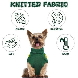 Dog Sweater Knitwear Dog Warm Winter Clothing for Medium Dogs Cats Puppy Classic Green Plaid Turtleneck Knitted Clothes for Boys Girls Dogs Gift for Dogs in Christmas New Year