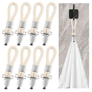 towel clips 8 pcs tea towel hanging holder clothing home beige loop cotton metal steel organizer small item hanger clips for outdoor beach caravan camping hanging rack