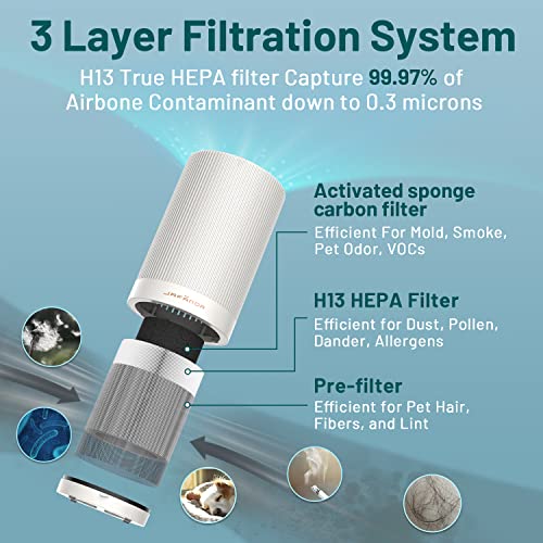 Jafanda Air Purifiers for Home bedroom,One Air Purifier and One Replacement Filter,H13 True HEPA Coverage 450 sqft,23 dB Air cleaner with Brushless Motor