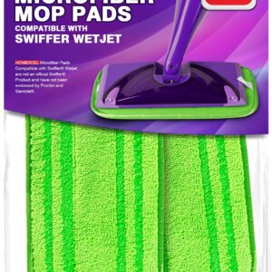 HOMEXCEL Microfiber Mop Pads Compatible with Swiffer Wet Jet,Reusable Machine Washable Swiffer WetJet Mop Pad Refills,Mop Head Replacements for Multi Surface Wet & Dry Cleaning,Pack of 2