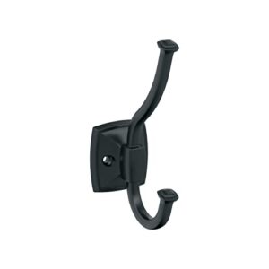 amerock h37002mb | kinsale double prong decorative wall hook | matte black hook for coats, hats, backpacks, bags | hooks for bathroom, bedroom, closet, entryway, laundry room, office