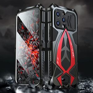 Lunivop Armor case Compatible with for iPhone 14 Pro Max Case 6.7 inch 2022 with Screen Protector Military Grade Metal Rugged Silicone 360° Full Shockproof Phone Case Cover Heavy Duty (Black red)