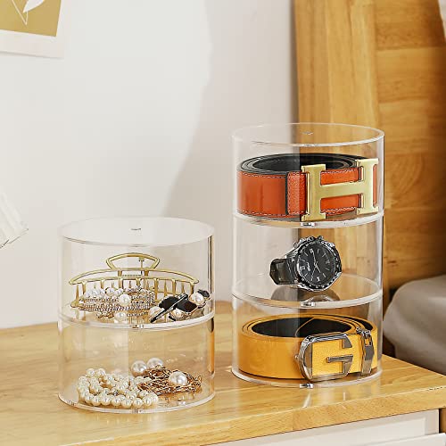 MESAILUP Belt Rack Organizer 5 Layers Acrylic Display Case with Magnet Storage Holder for Accessories like Watches, Jewelry, Makeup, Bracelets, Rings, Craft Toy & Tie