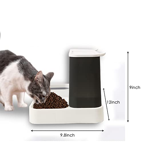 Koquena 2 in 1 Automatic Feeder Dog Water Fountain Pet Gravity Self Feeding Food and Water Dispenser for Small Medium Big Pets Grey