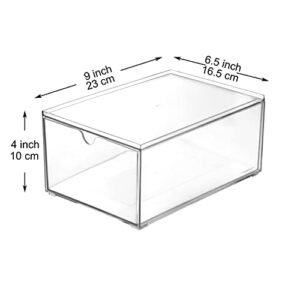 Youngever 2 Pack Stackable Makeup Organizer Drawers, 9" x 6.5" x 4“ Clear Cosmetic Storage Organizers