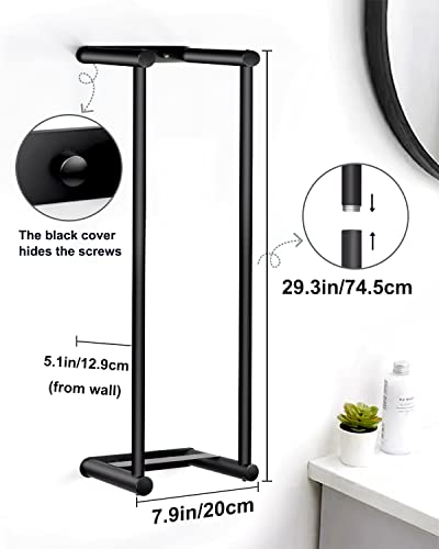 LIVEHITOP Bathroom Wall Towel Rack for Rolled Towels, Stainless Steel Bath Towel Holder, Mounted Folded Metal Towel Storage for Washcloths, Black