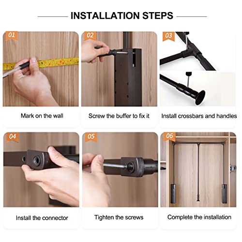 Pull Down Closet Rod for Hanging Clothes, Soft-Close Wardrobe Lift Retractable Cabinet Rail for Inside Cabinet Width 26"~35", 33 lb Weight Rating, Aluminium alloy Tubing with Plastic Housing