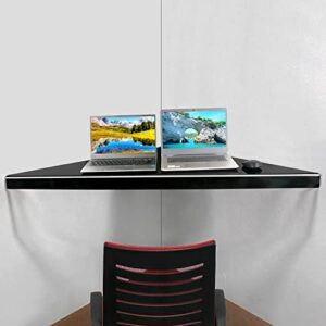 evron Super Large Corner TV Stand Floating Shelf Wall Mounting Clear Acrylic Triangle,TV Stand up to 50 inch (Black)