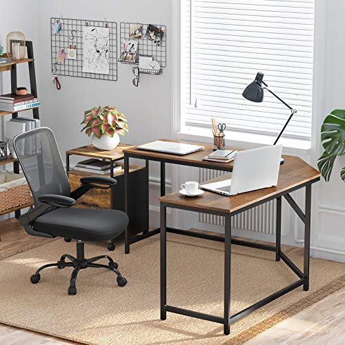 VASAGLE ALINRU L-Shaped Computer Corner Desk, 58.7 x 58.7 x 29.5 Inches, Walnut Brown + Black & Computer Writing Desk, 39 Inch Office Study Table, 39.4", Walnut Brown