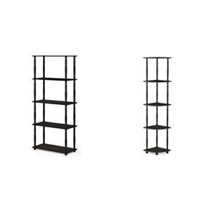 furinno turn-n-tube 5-tier multipurpose shelf, espresso/black & turn-n-tube 5 tier corner display rack multipurpose shelving unit with classic tubes, espresso/black (18035ex/bk)