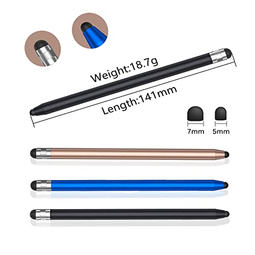 Stylus Pens for Touch Screens 2 in 1 High Sensitivity iPhone Pen with 6 Extra Tips(3Pcs) Stylus Pen for iPad/iPhone/Tablet and Other Touch Screen Devices-Blue/Black/Gold